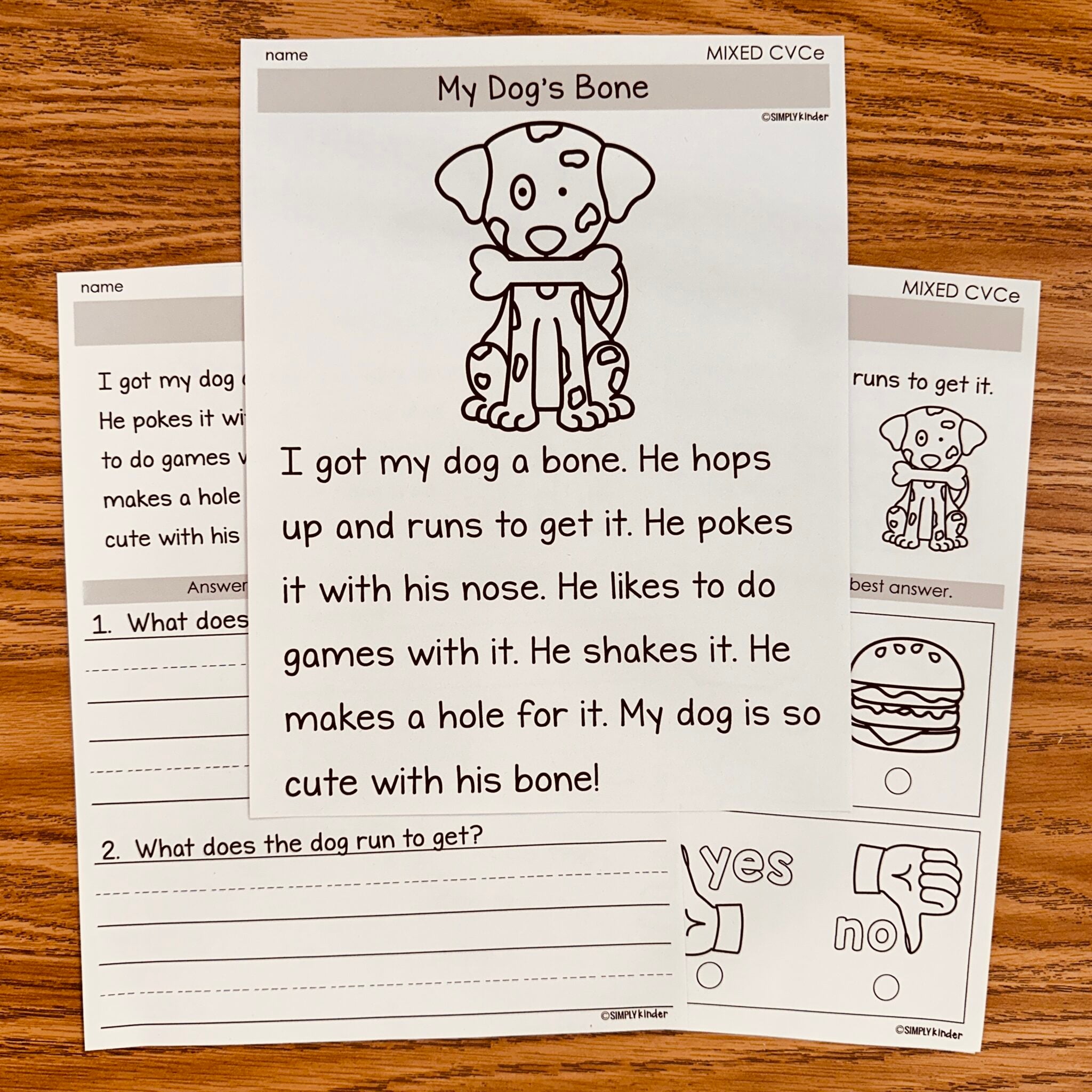 Reading Fluency & Comprehension Passages: Mixed CVCe My Dog's Bone ...
