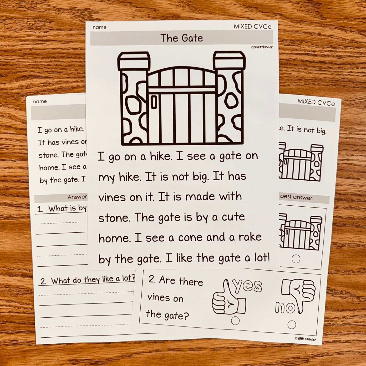 Reading Fluency & Comprehension Passages: Mixed CVCe The Gate - Simply ...