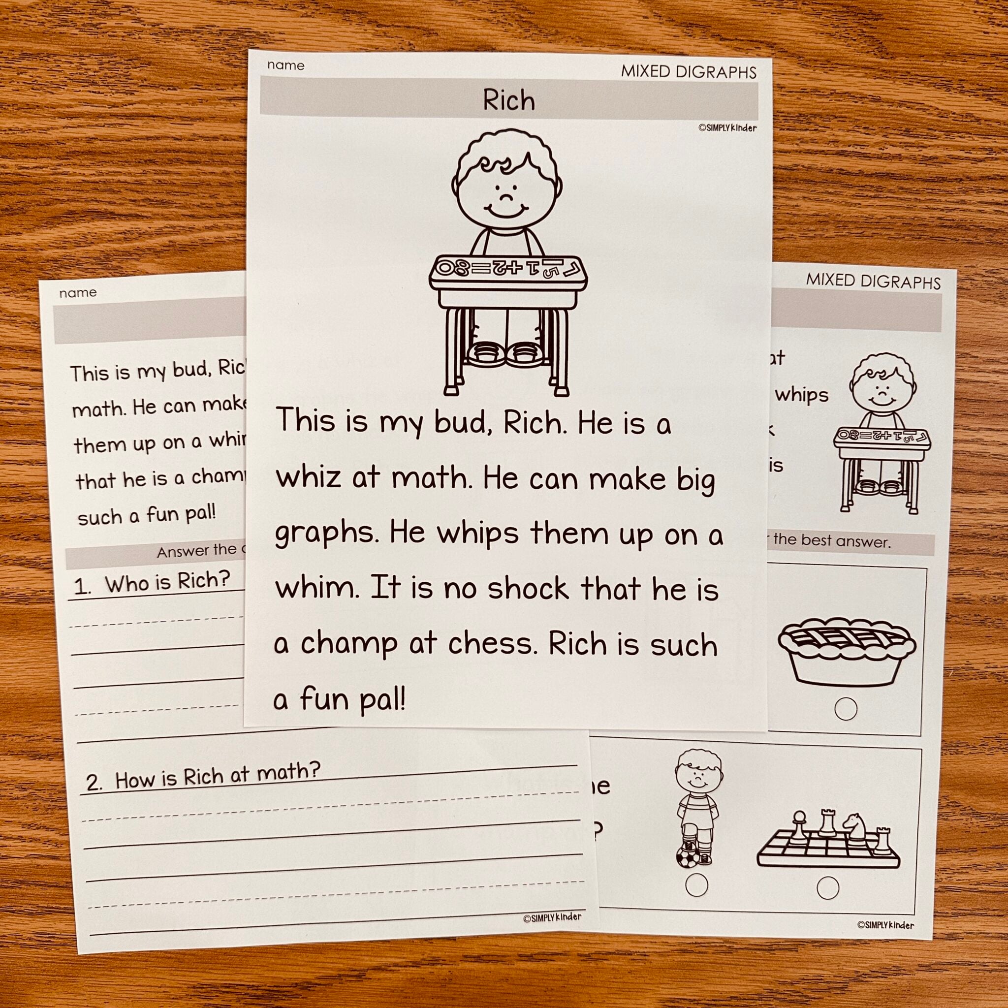 Reading Fluency & Comprehension Passages: Mixed Digraphs Rich - Simply ...