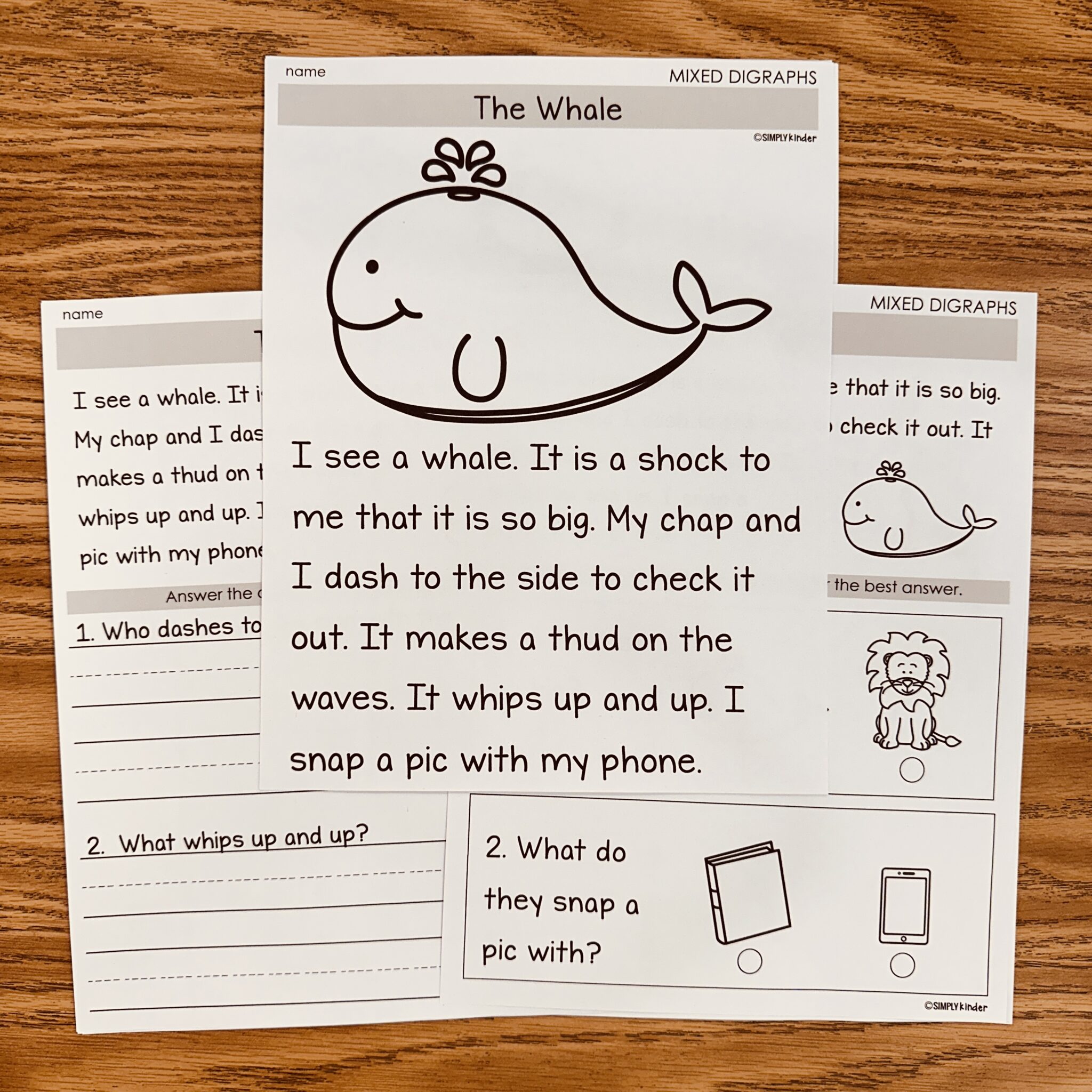 Reading Fluency & Comprehension Passages: Mixed Digraphs The Whale ...