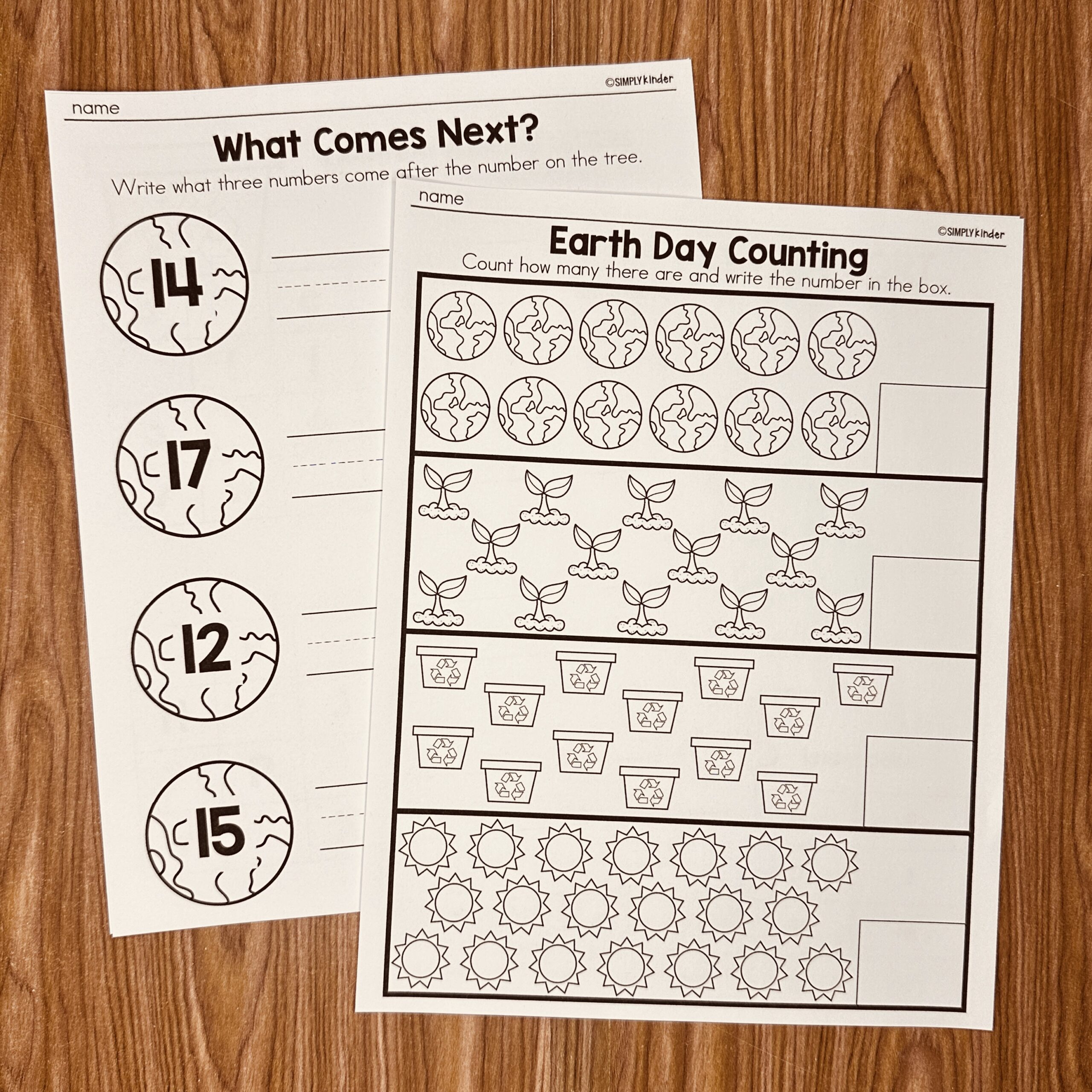 Earth Counting Printables - Simply Kinder + Printable Membership