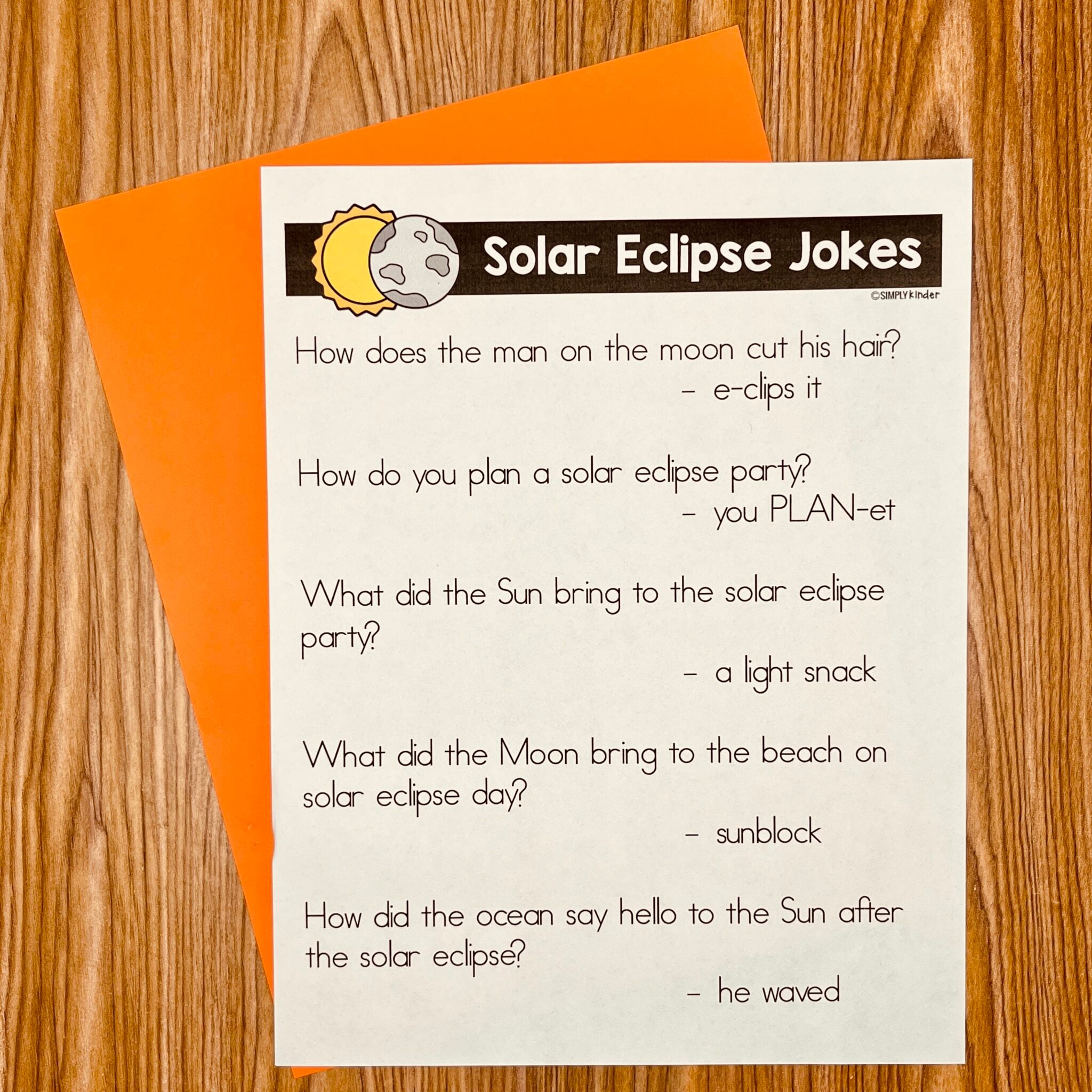 Free Solar Eclipse Jokes - Simply Kinder + Printable Membership