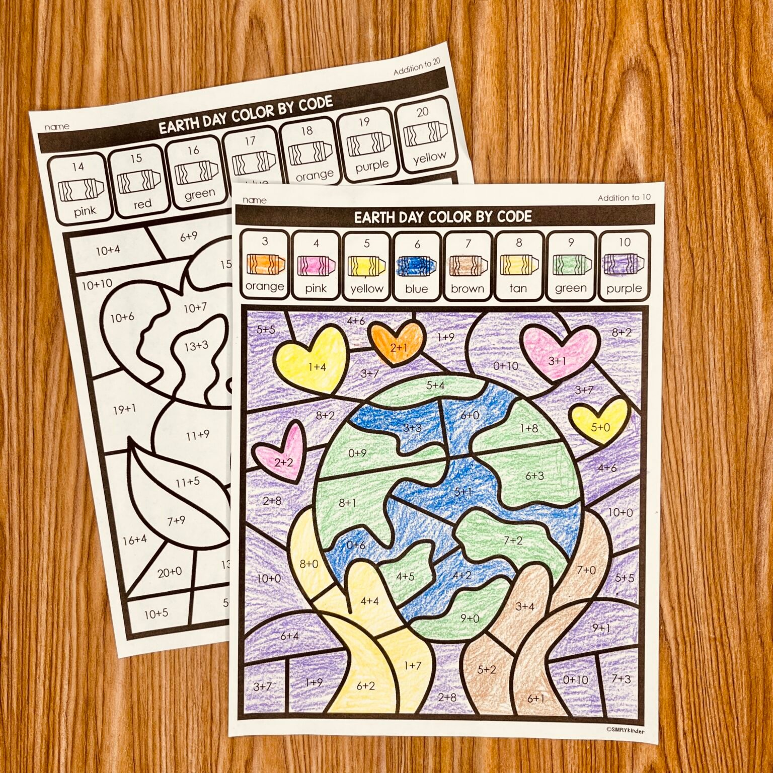 Earth Day Math Color by Code - Simply Kinder + Printable Membership