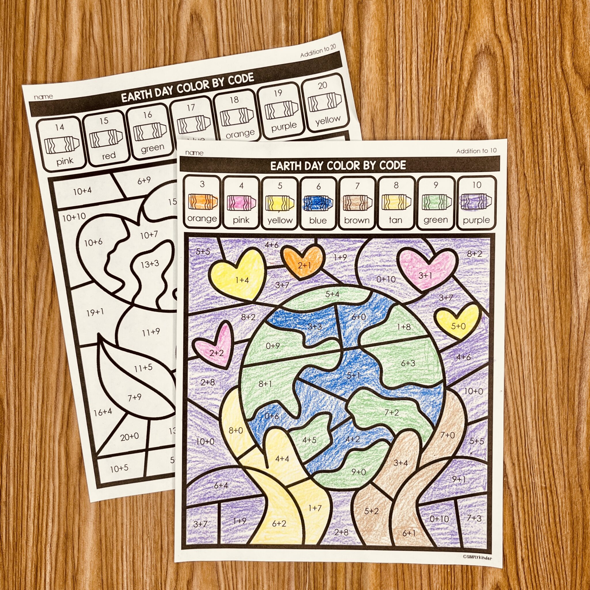 Earth Day Math Color by Code - Simply Kinder + Printable Membership