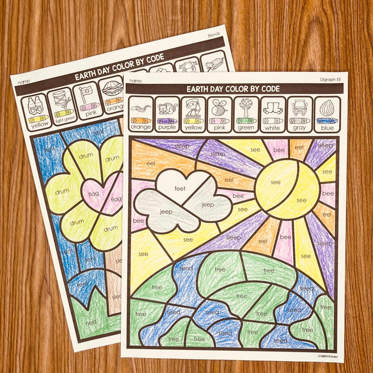 Earth Day Digraphs & Blends Color by Code - Simply Kinder + Printable ...