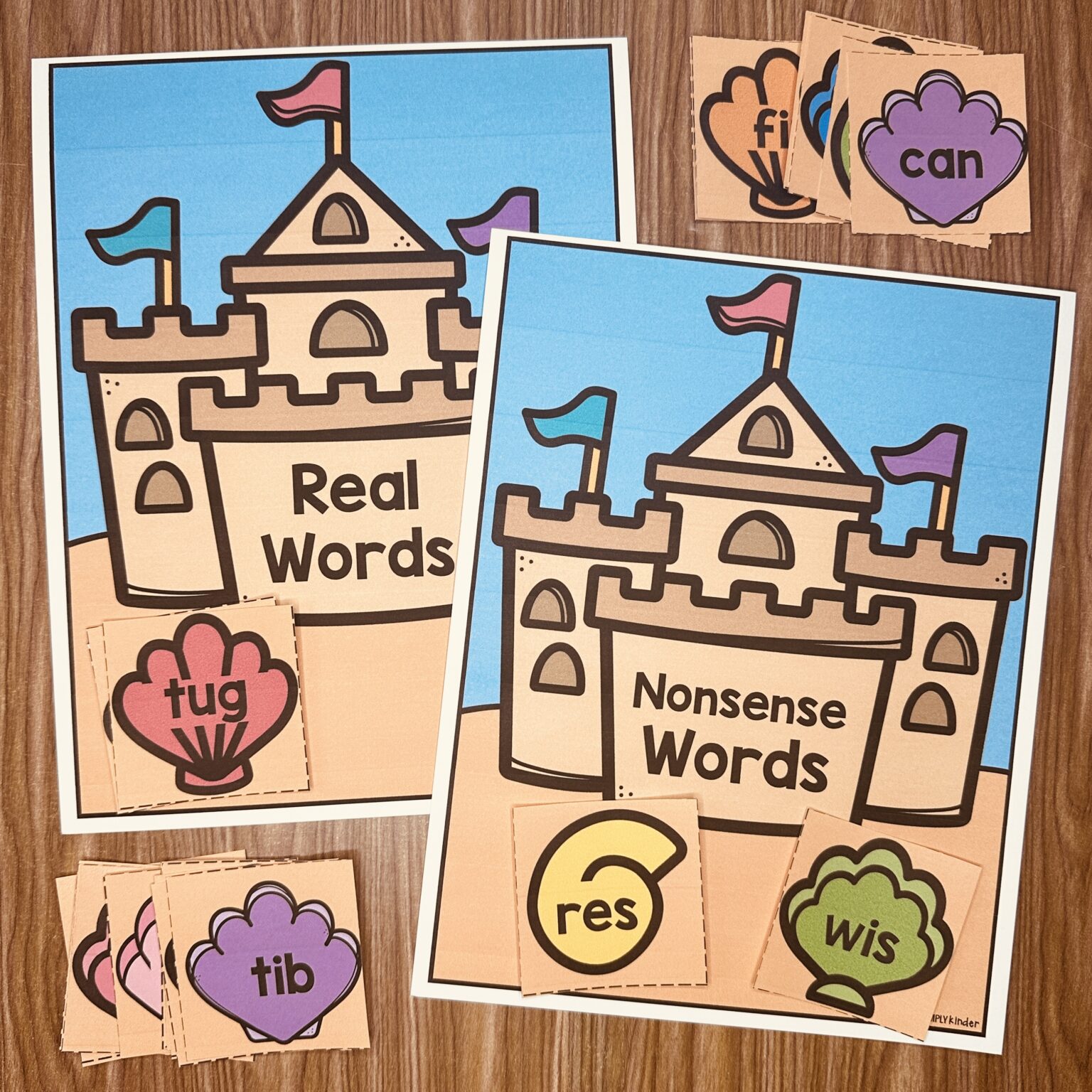 Beach Day Real Vs. Nonsense Words Center - Simply Kinder + Printable ...