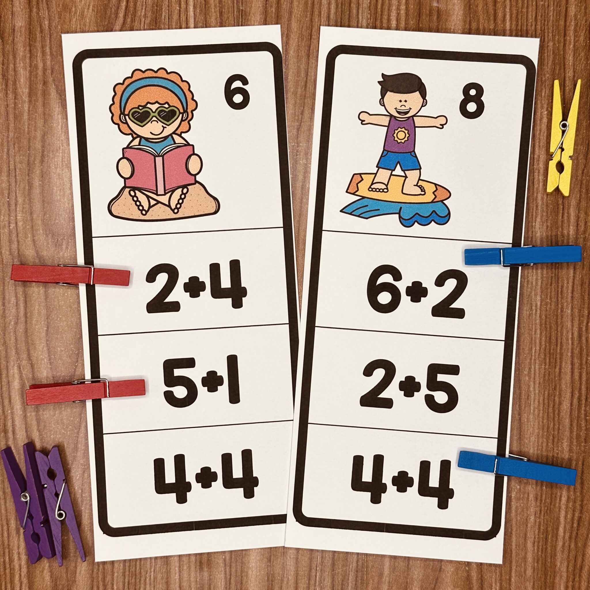 Beach Day Addition Clip Cards Center - Simply Kinder + Printable Membership