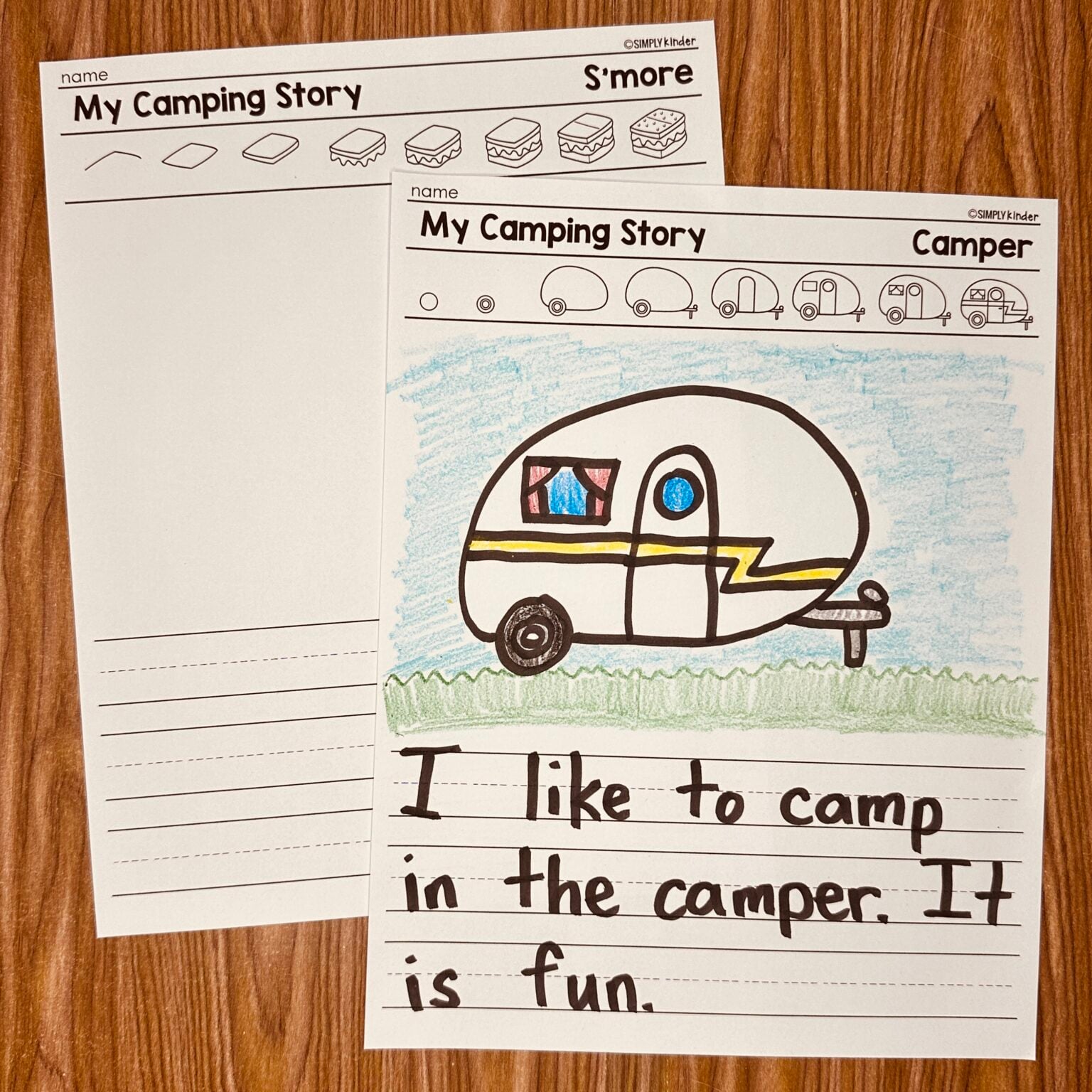 Camping Day Directed Drawing Story Activities - Simply Kinder ...