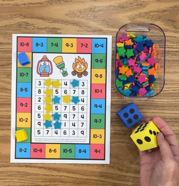 Camping Day Subtraction Game - Simply Kinder + Printable Membership