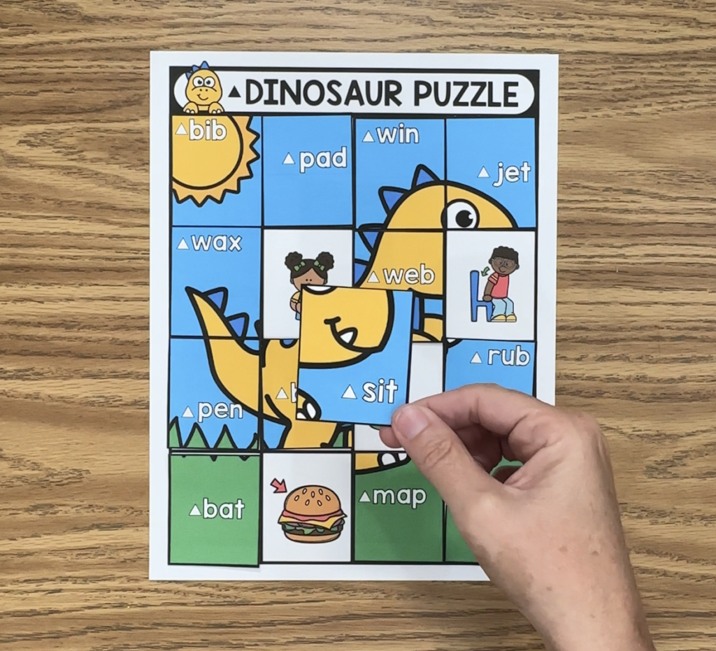 Dinosaur Day CVC Puzzles - Simply Kinder + Printable Membership