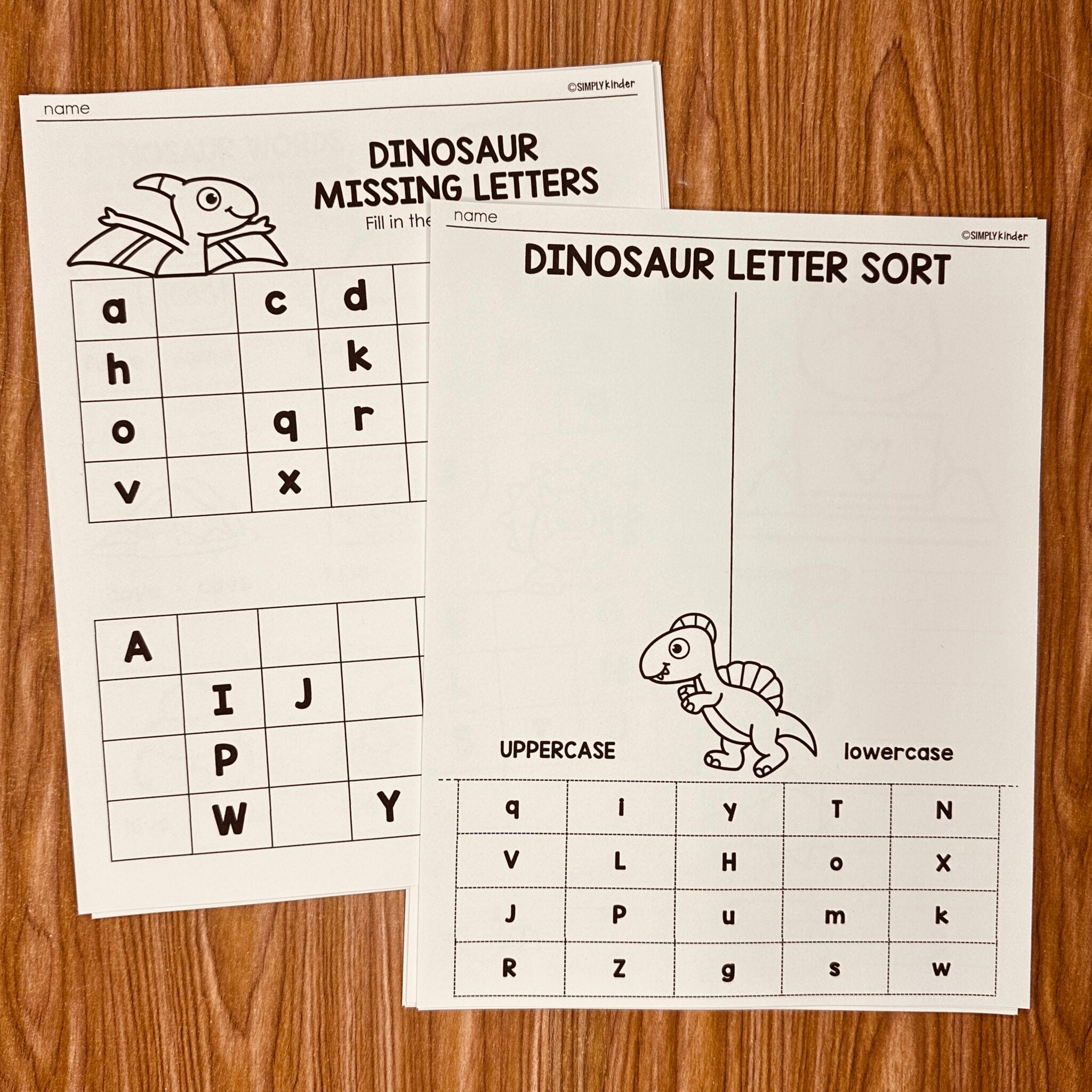 Dinosaur Day Alphabet Worksheets - Simply Kinder + Printable Membership