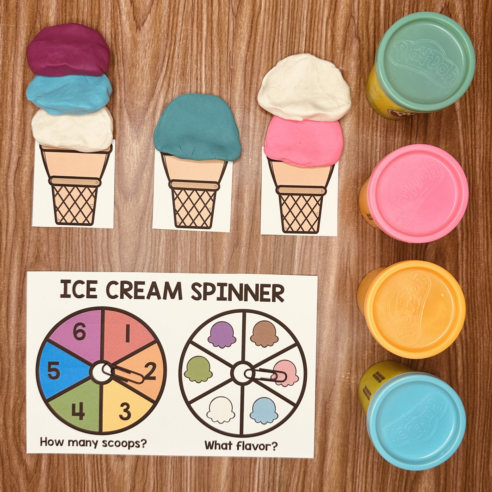 Ice Cream Counting Play Dough Center - Simply Kinder + Printable Membership