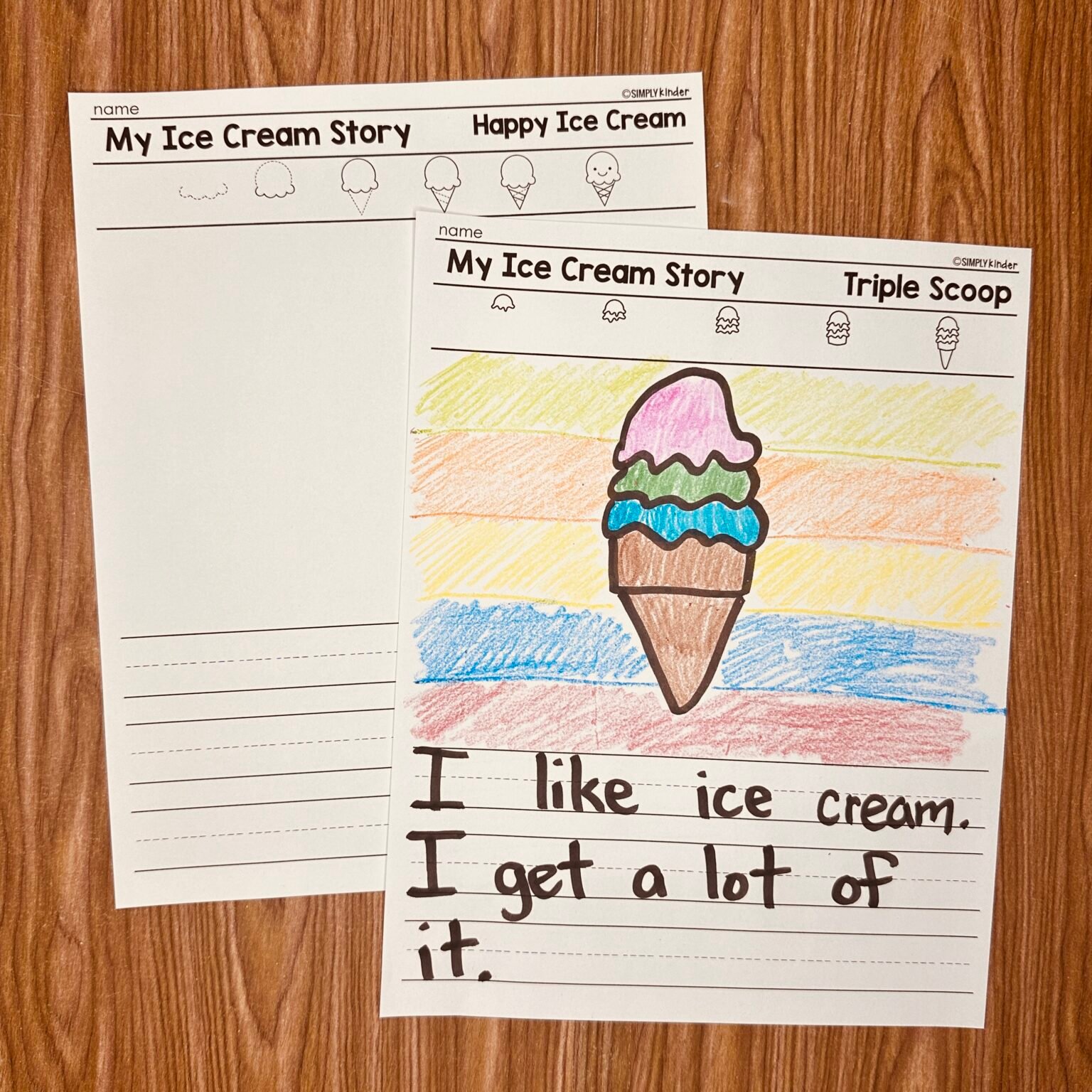 Ice Cream Day Directed Drawing & Writing - Simply Kinder + Printable ...