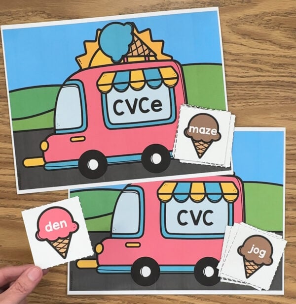 Ice Cream Day CVC and CVCe Sorting Center - Simply Kinder + Printable ...