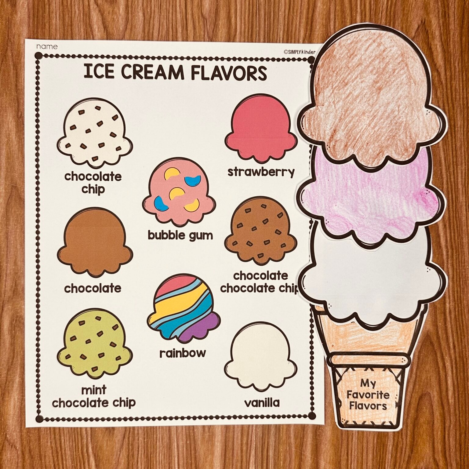 Ice Cream Favorite Flavor Activity - Simply Kinder + Printable Membership
