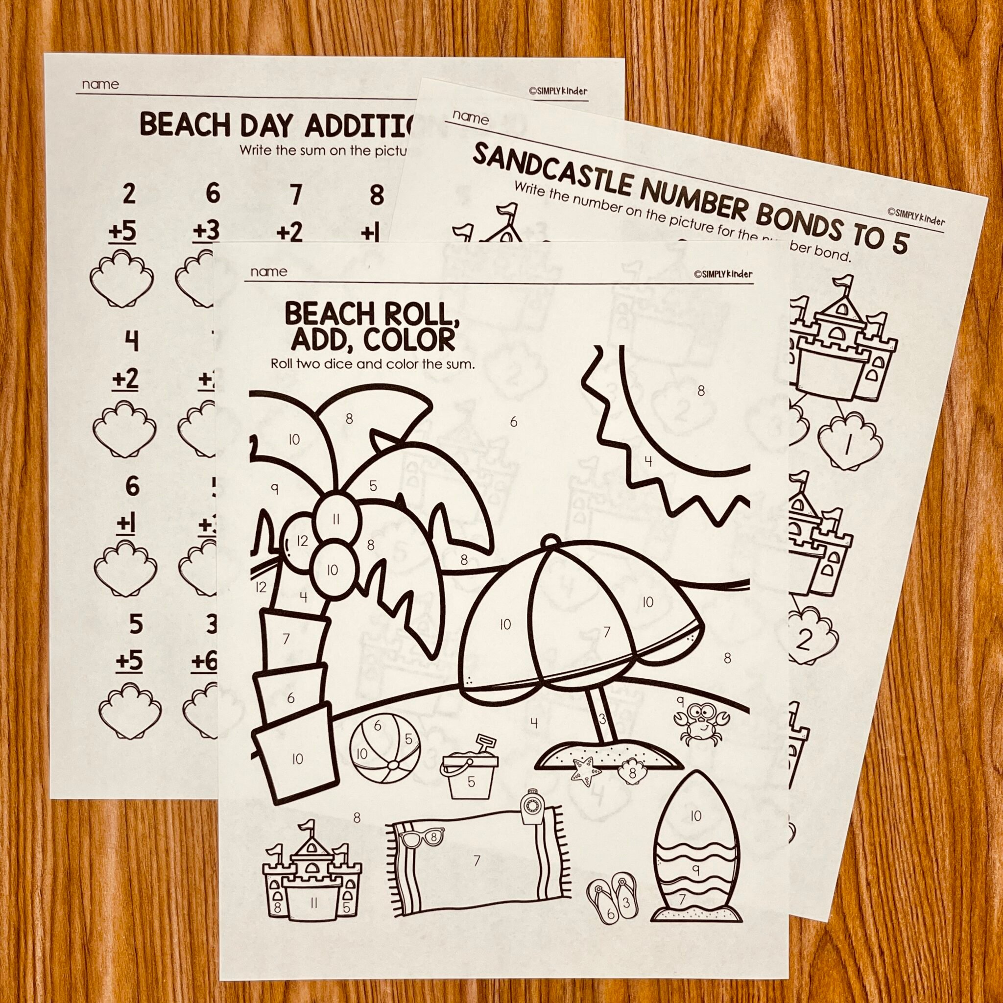 Beach Day Math Printables - Simply Kinder + Printable Membership