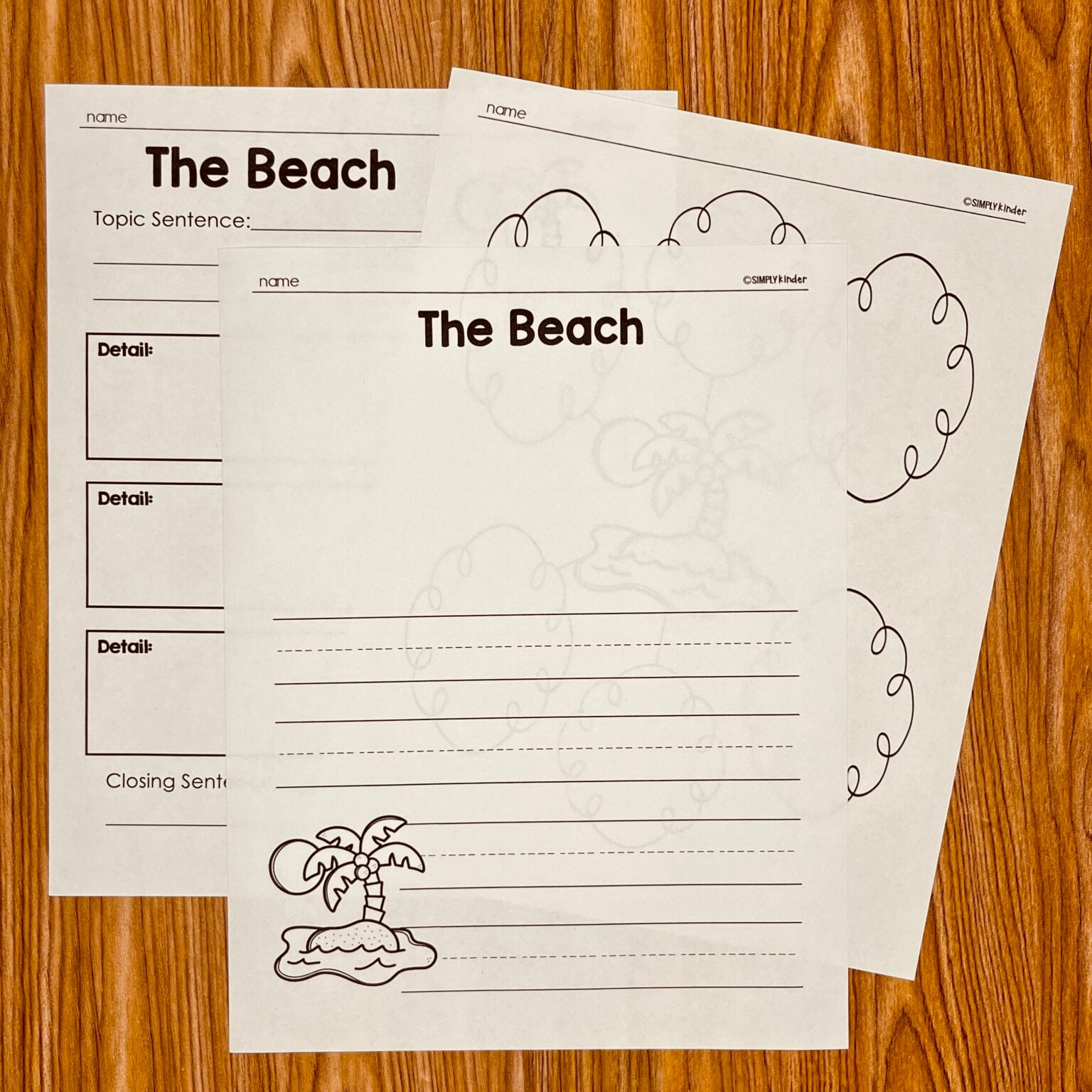 Beach Day Writing Activities - Simply Kinder + Printable Membership
