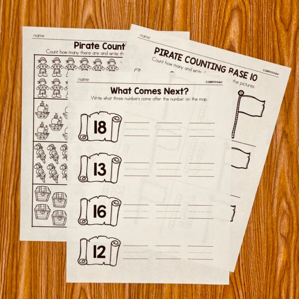 Pirate Day Math Printables - Simply Kinder + Printable Membership