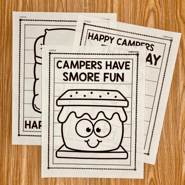 Camping Day Printables - Cover Pages - Simply Kinder + Printable Membership
