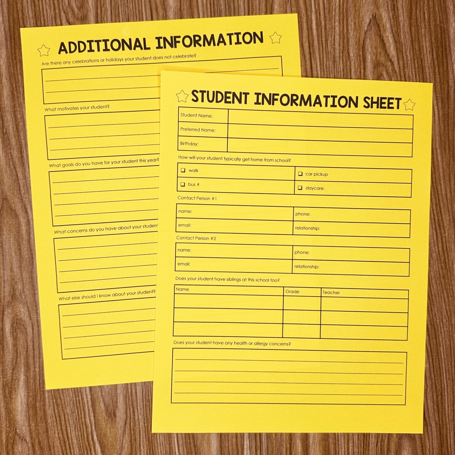 Meet The Teacher Forms - Simply Kinder + Printable Membership