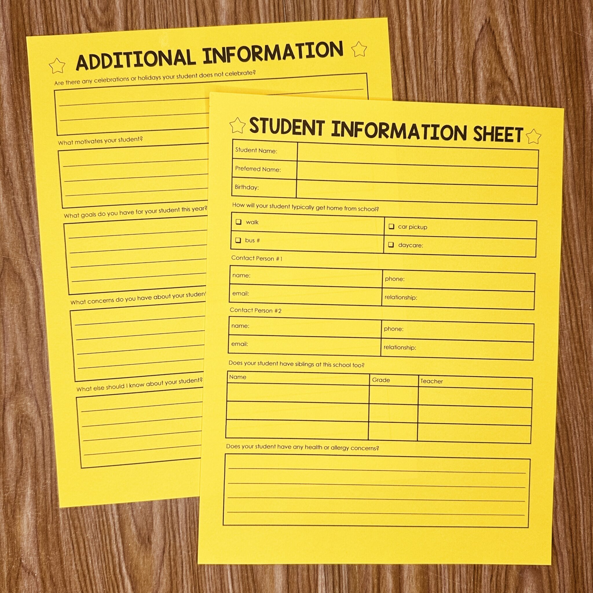 Meet The Teacher Forms - Simply Kinder + Printable Membership