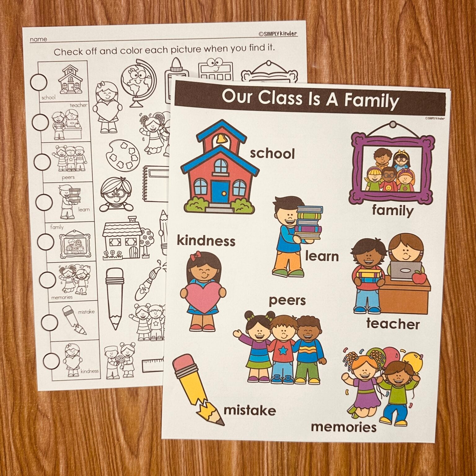 Our Class Is A Family Vocabulary Worksheets - Simply Kinder + Printable ...