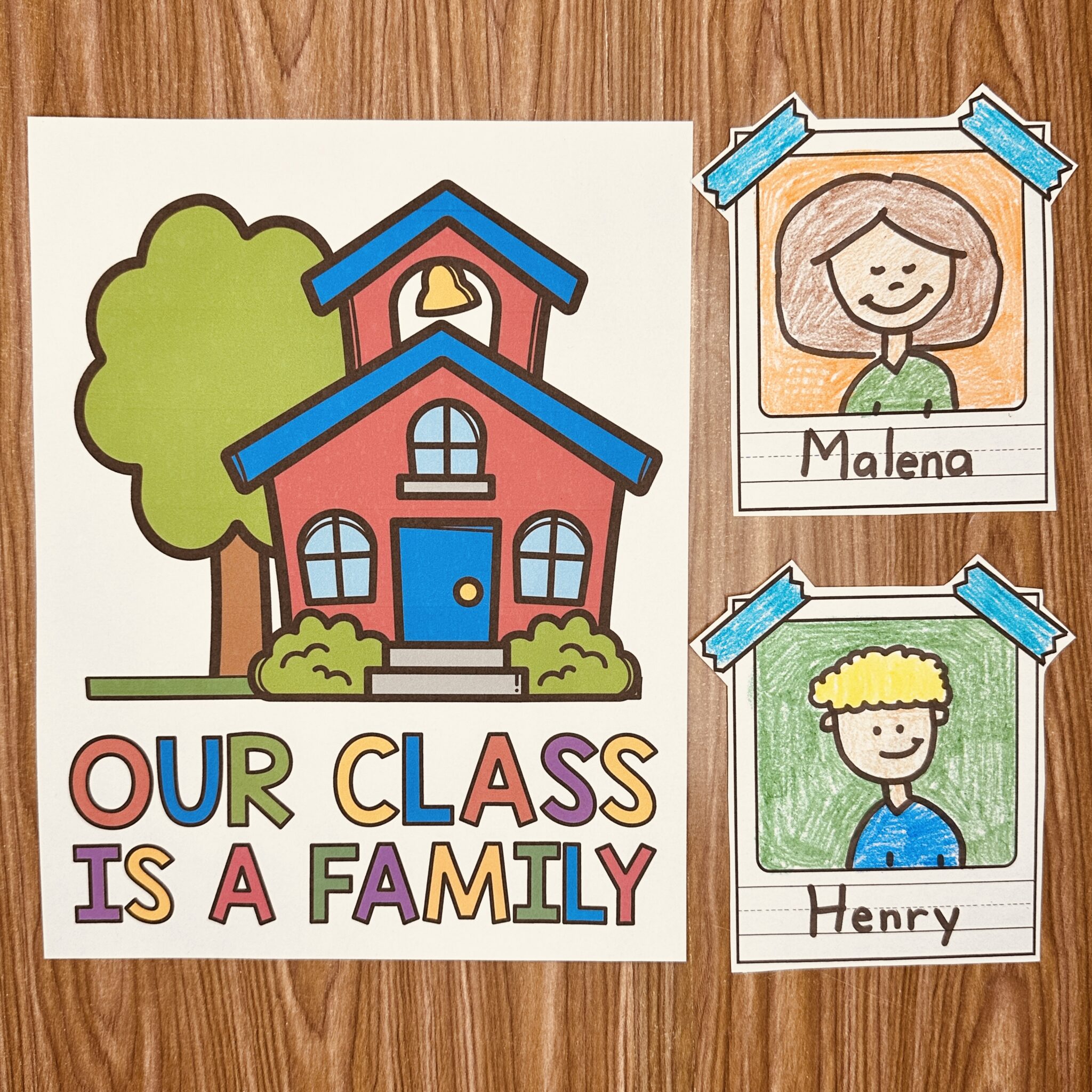 Our Class Is A Family Self Portrait Bulletin Board with Programmable ...