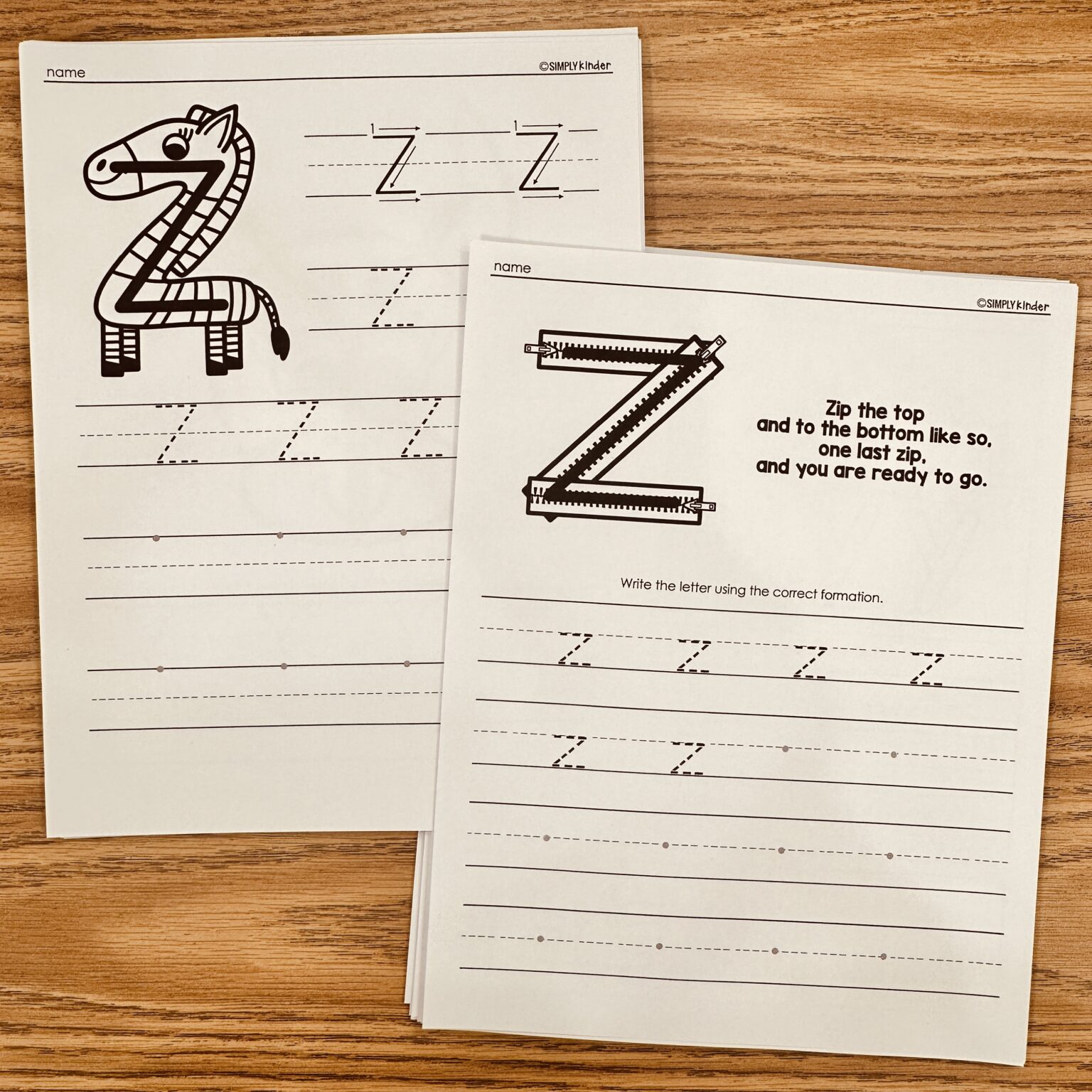 Letter Z Tracing Worksheets with Alphabet Poems for Letter Formation ...