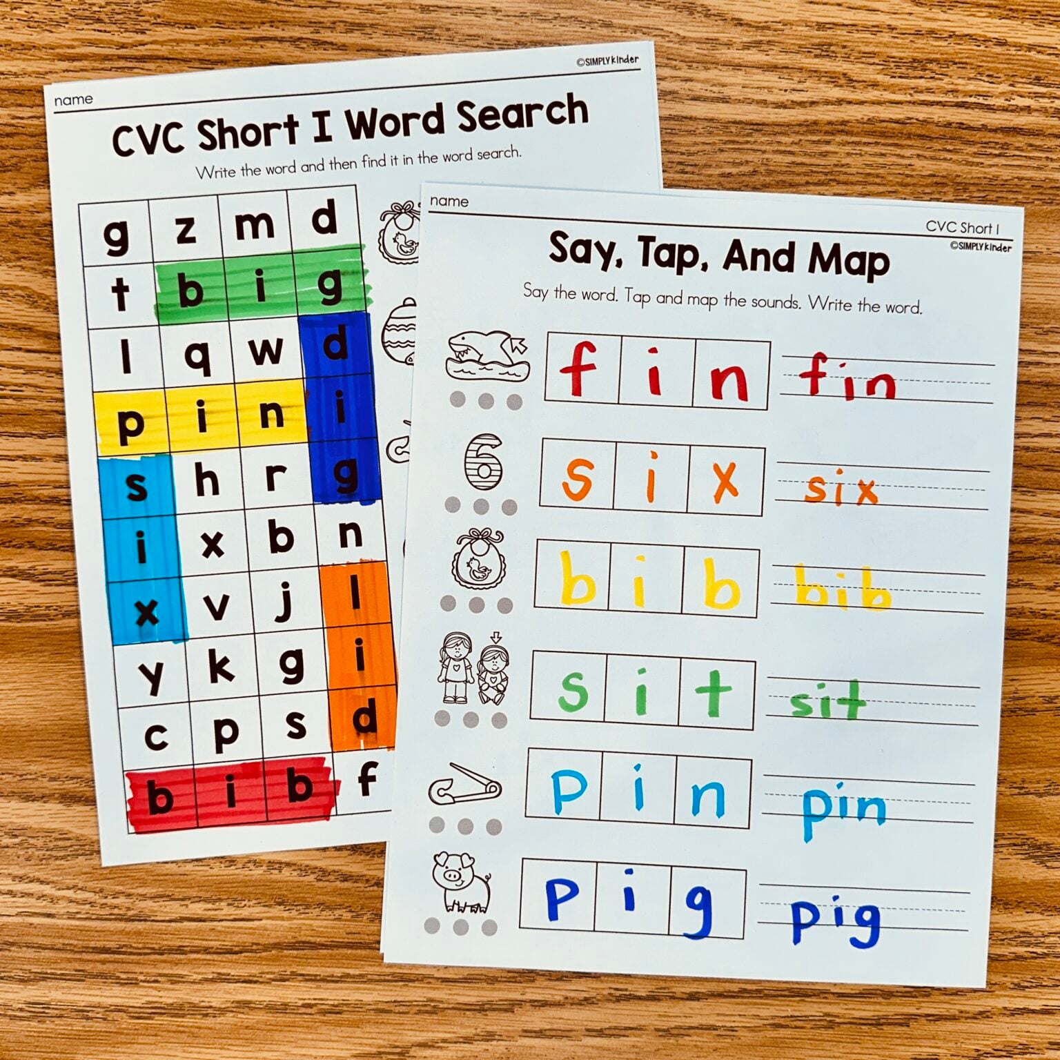 CVC Short I Worksheets - Simply Kinder + Printable Membership