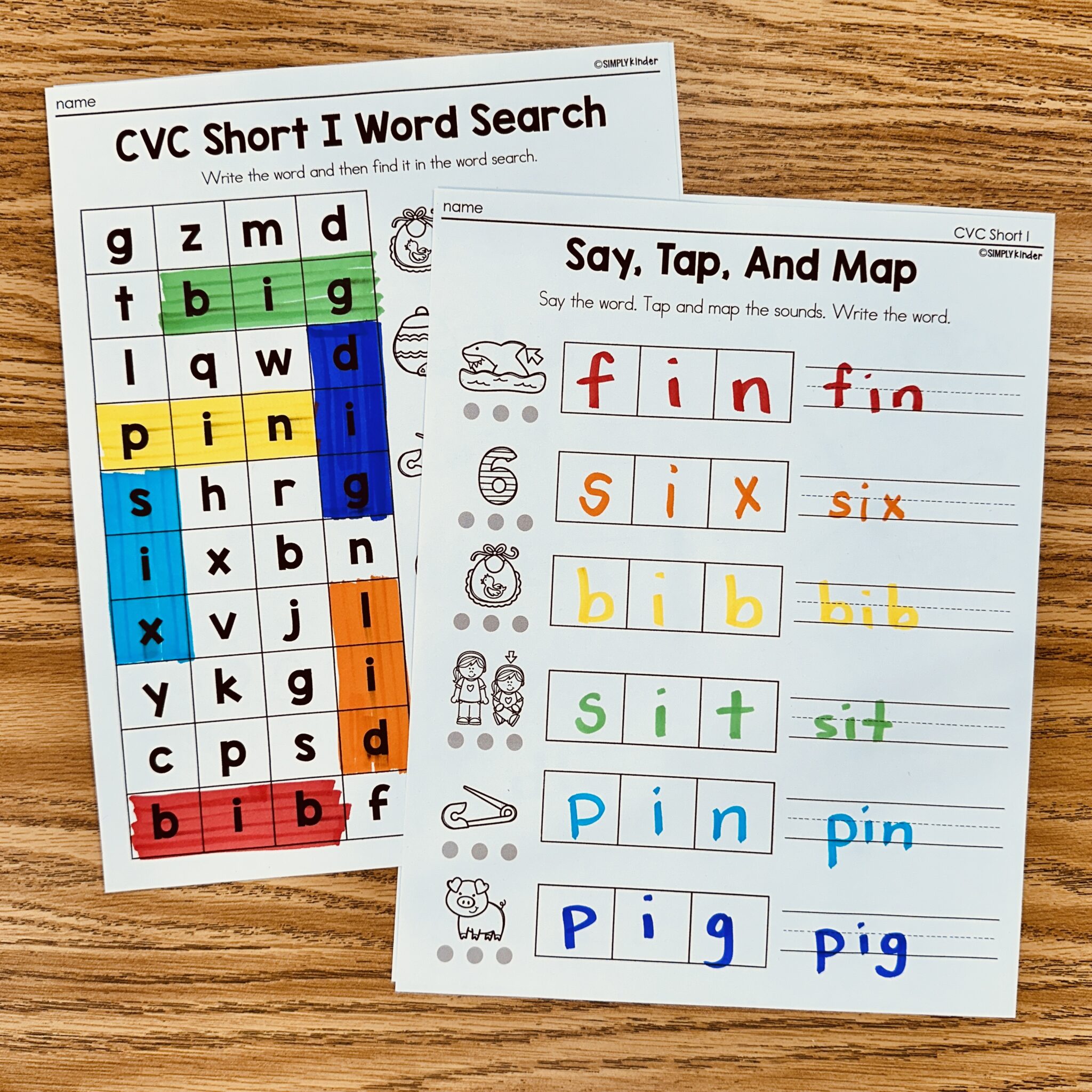 CVC Short I Worksheets - Simply Kinder + Printable Membership
