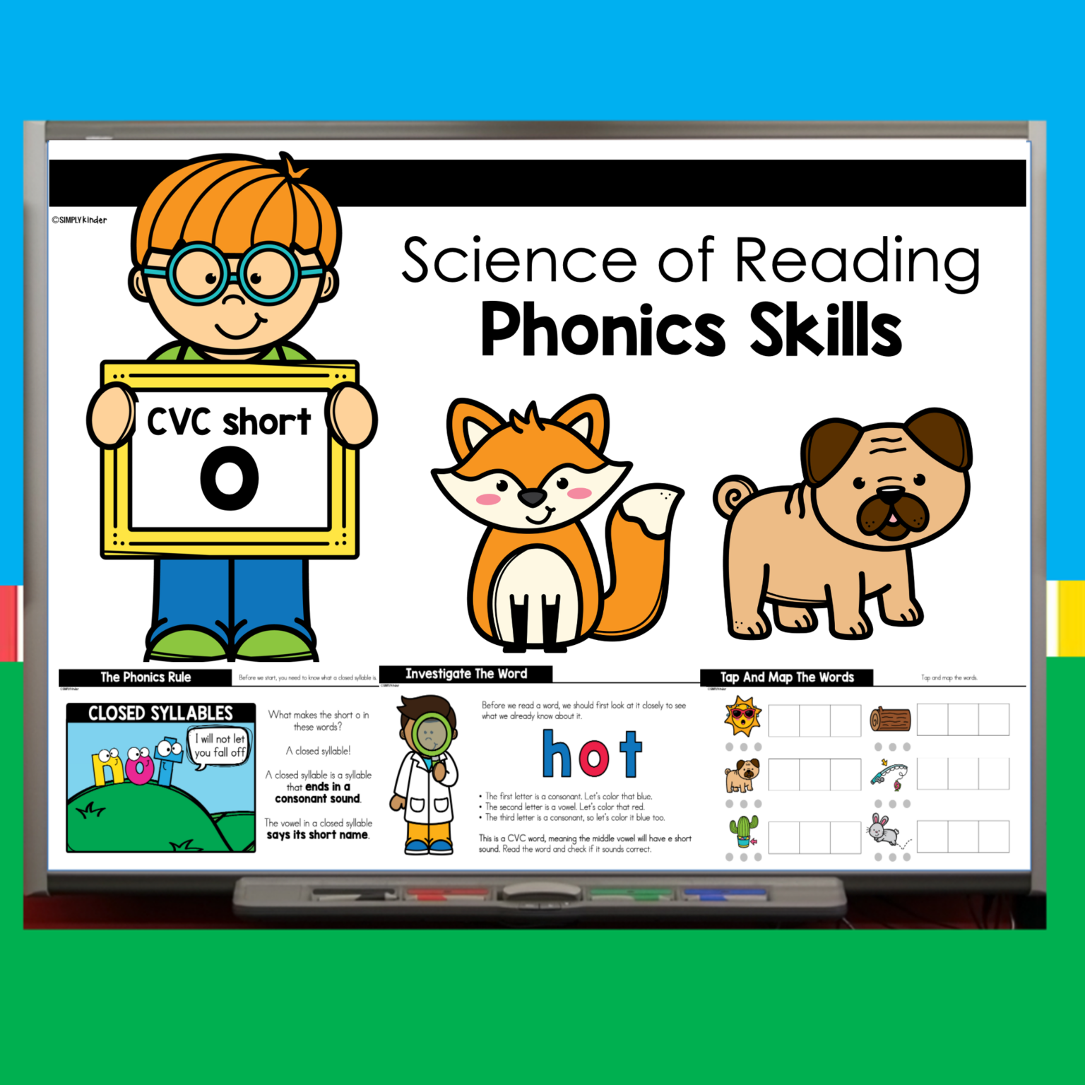 CVC Short O Decoding Teaching Slides - Simply Kinder + Printable Membership