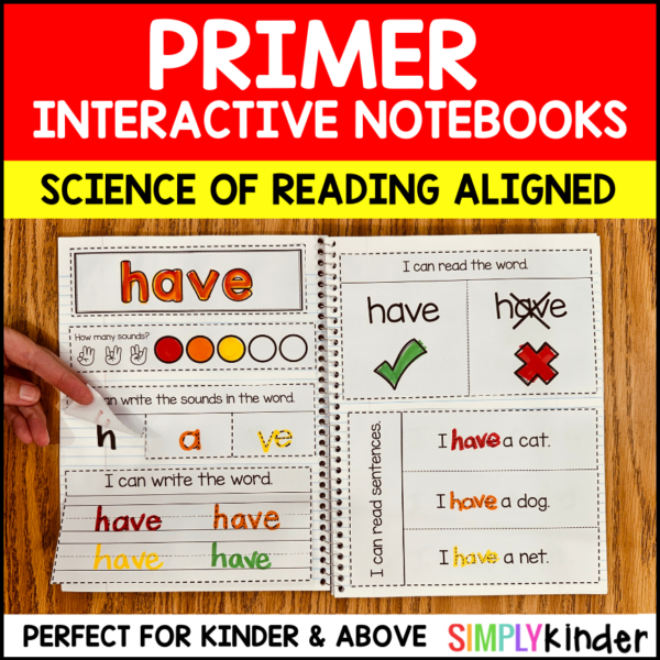 Primer Sight Words Interactive Notebooks - Simply Kinder + Printable ...