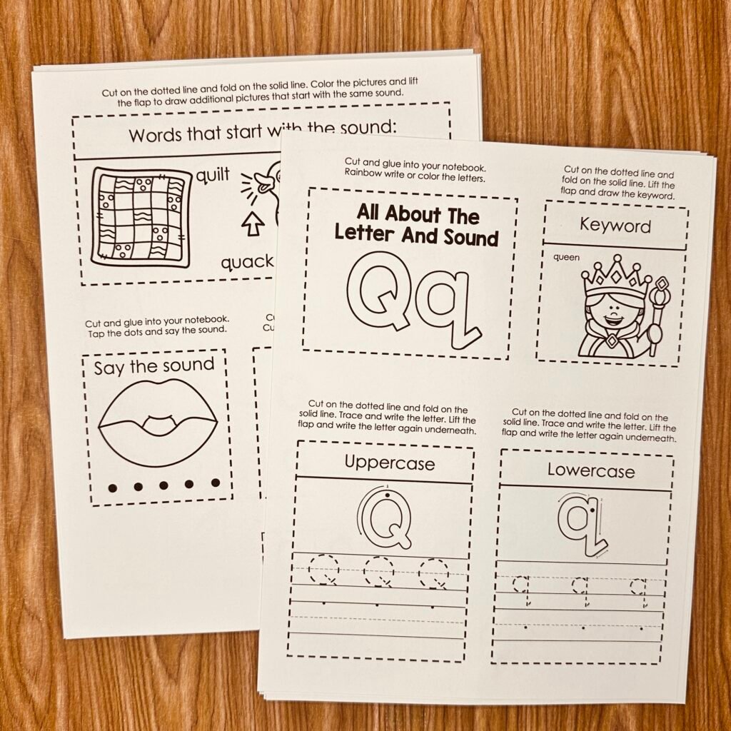 Letter Q Alphabet Interactive Notebooks - Simply Kinder + Printable ...