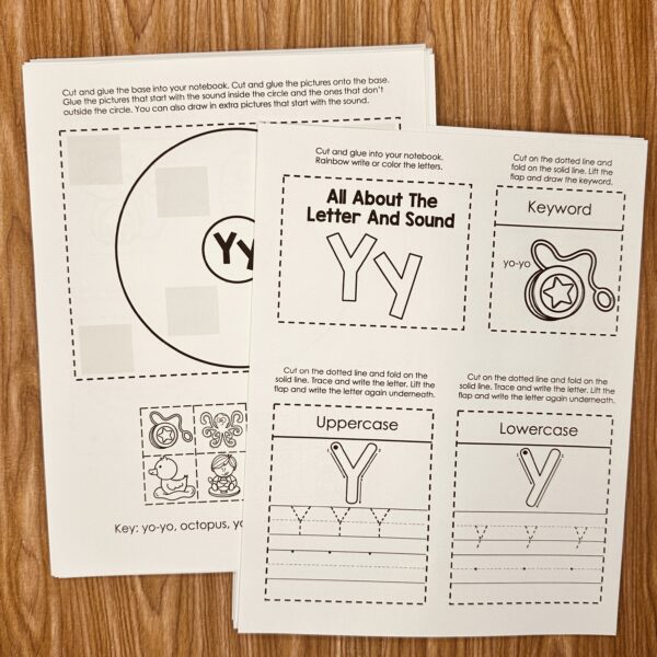Letter Y Alphabet Interactive Notebooks - Simply Kinder + Printable ...