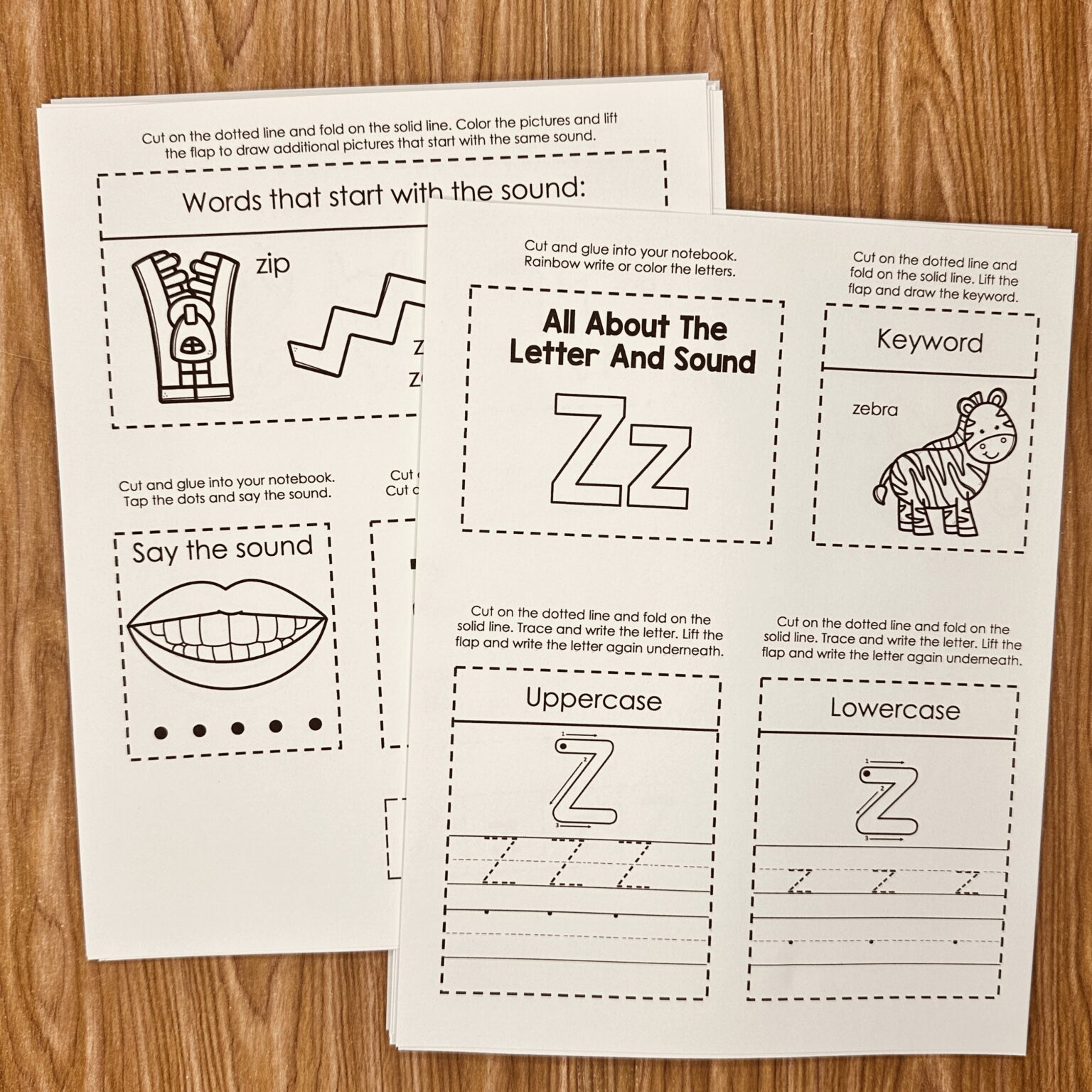 Letter Z Alphabet Interactive Notebooks - Simply Kinder + Printable ...