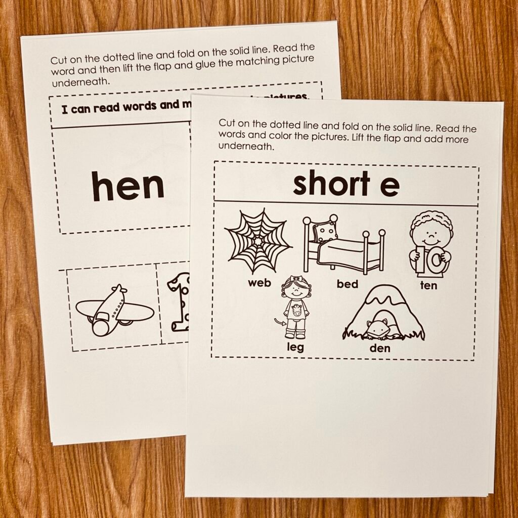 CVC Short E Interactive Notebook - Simply Kinder + Printable Membership