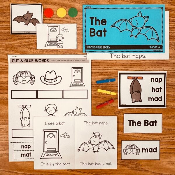 Decodable Reader with Word Work: CVC Short A - The Bat - Simply Kinder ...
