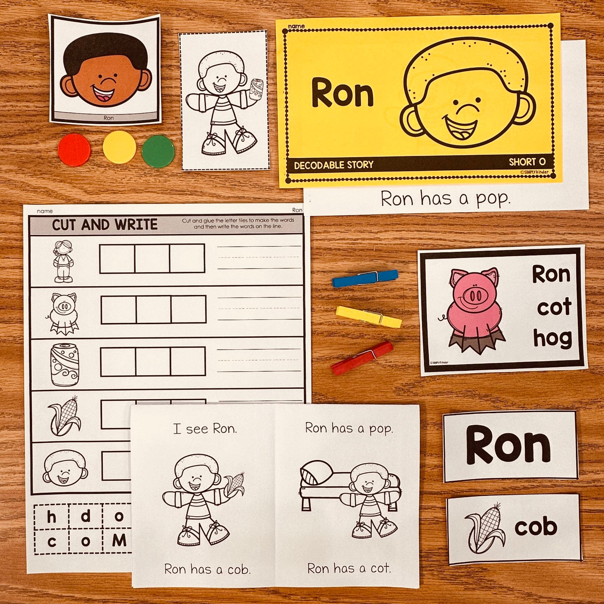 Decodable Reader with Word Work: CVC Short O - Ron - Simply Kinder ...