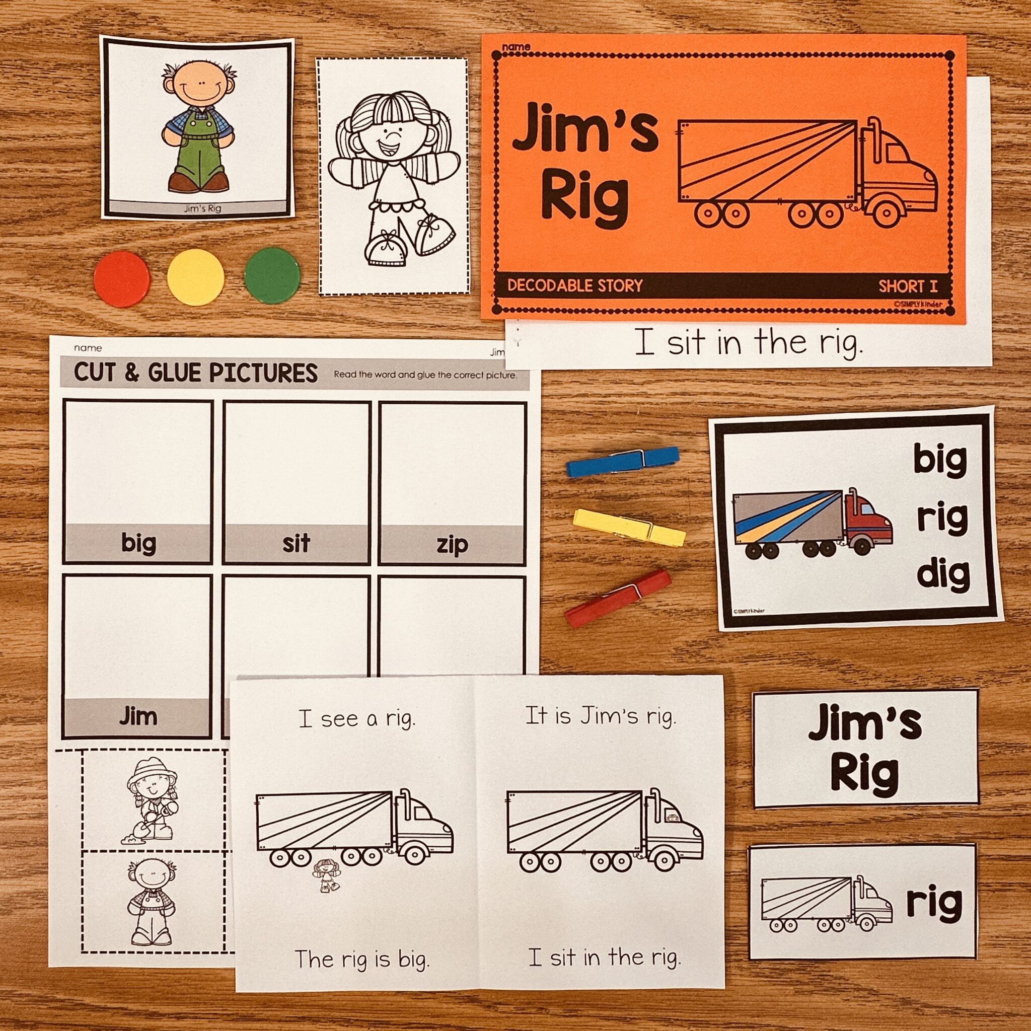 Decodable Reader with Word Work: CVC Short I - Jim's Rig - Simply ...