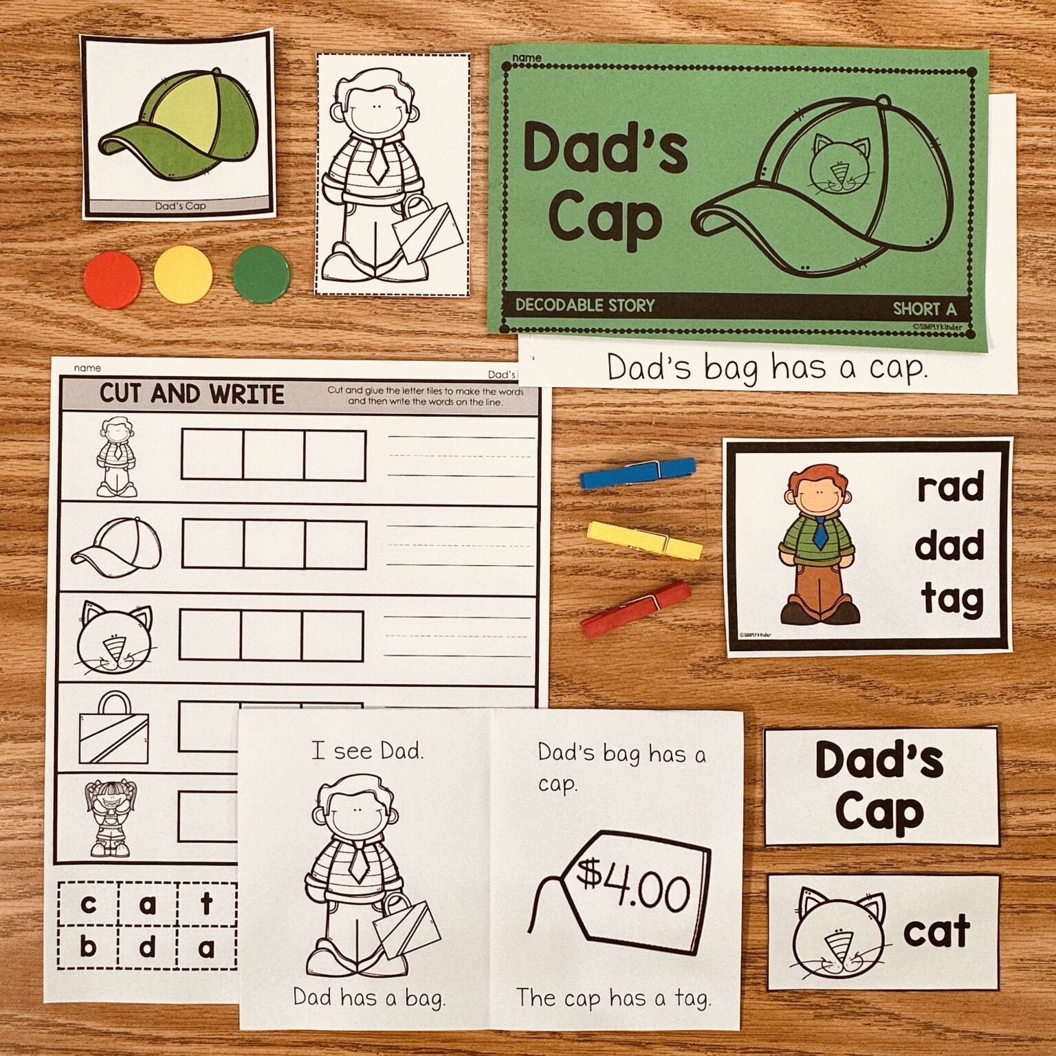 Decodable Reader with Word Work: CVC Short A - Dad's Cap - Simply ...