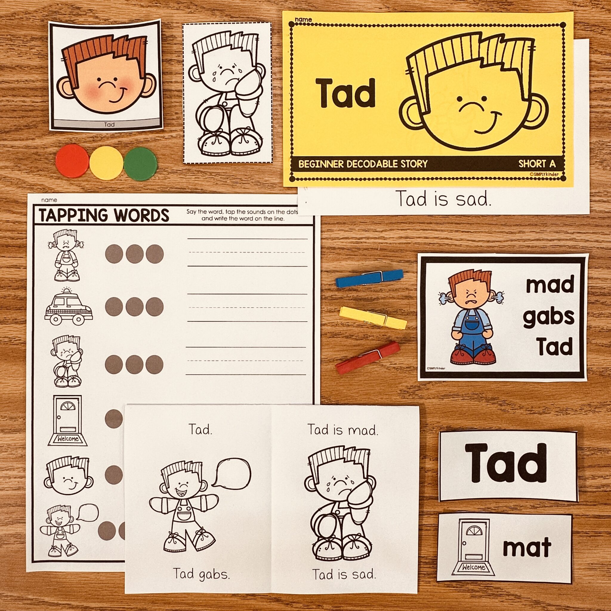 Beginner Decodable Reader with Word Work: CVC Short A - Tad - Simply ...