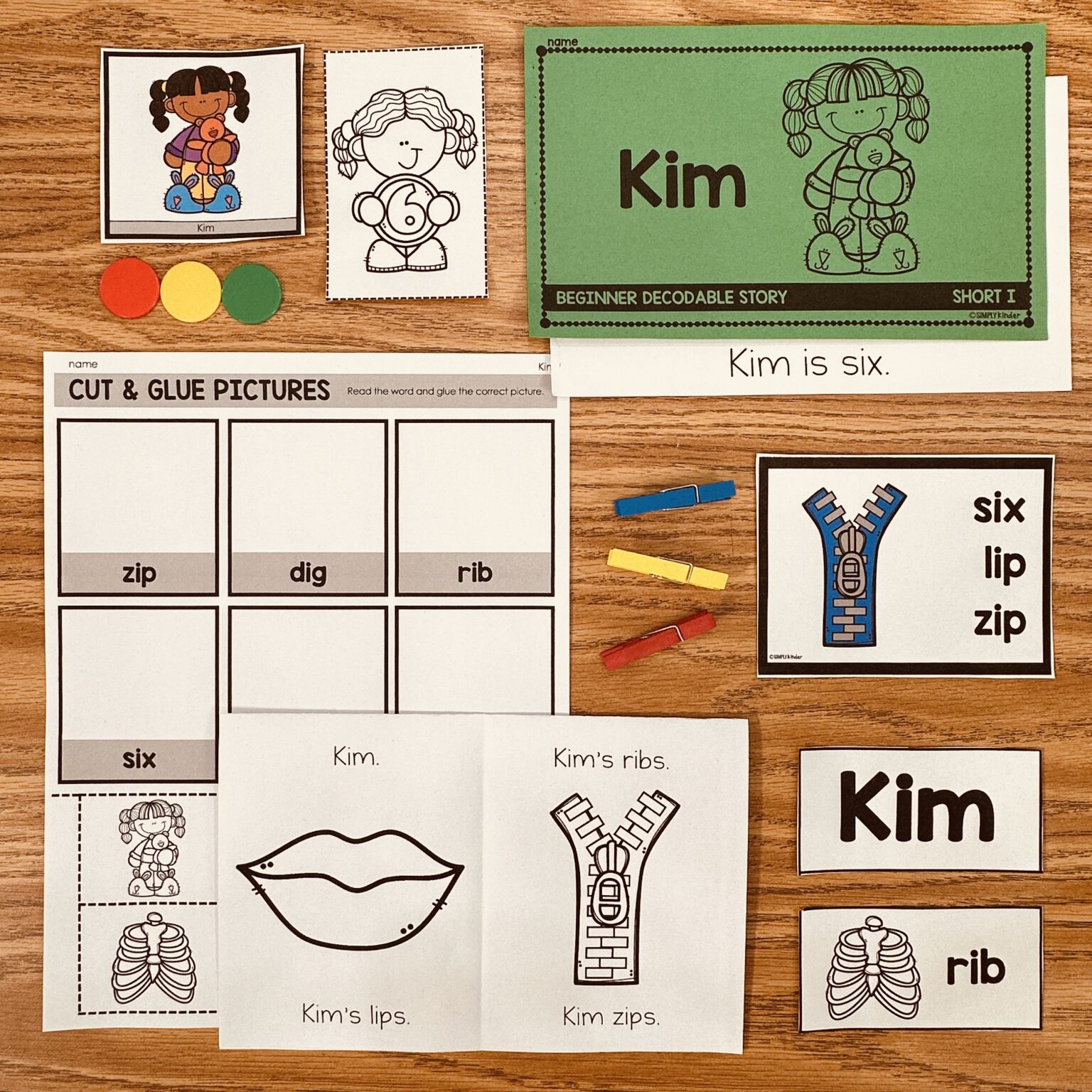 Beginner Decodable Reader with Word Work: CVC Short I - Kim - Simply ...