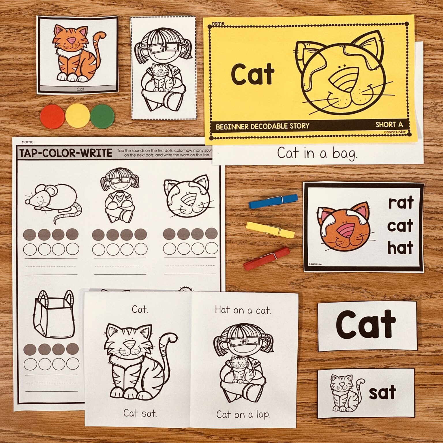 Beginner Decodable Reader with Word Work: CVC Short A - Cat - Simply ...