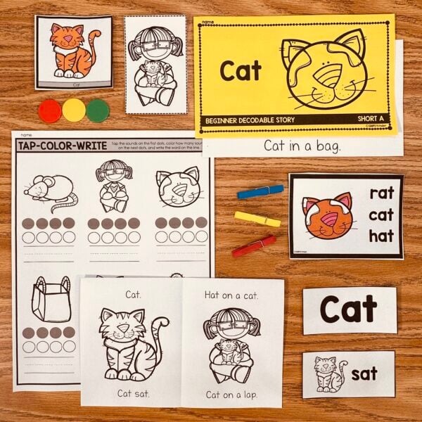 Beginner Decodable Reader with Word Work: CVC Short A - Cat - Simply ...
