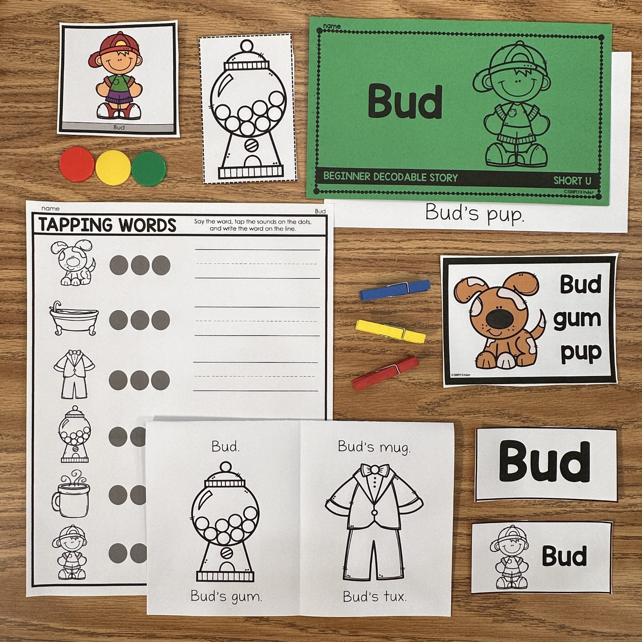 Beginner Decodable Reader with Word Work: CVC Short U - Bud - Simply ...