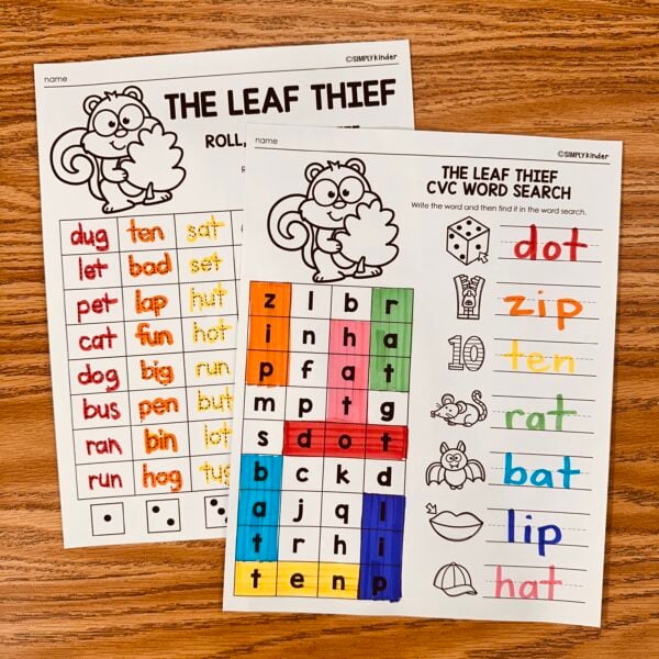 The Leaf Thief CVC Printables - Simply Kinder + Printable Membership