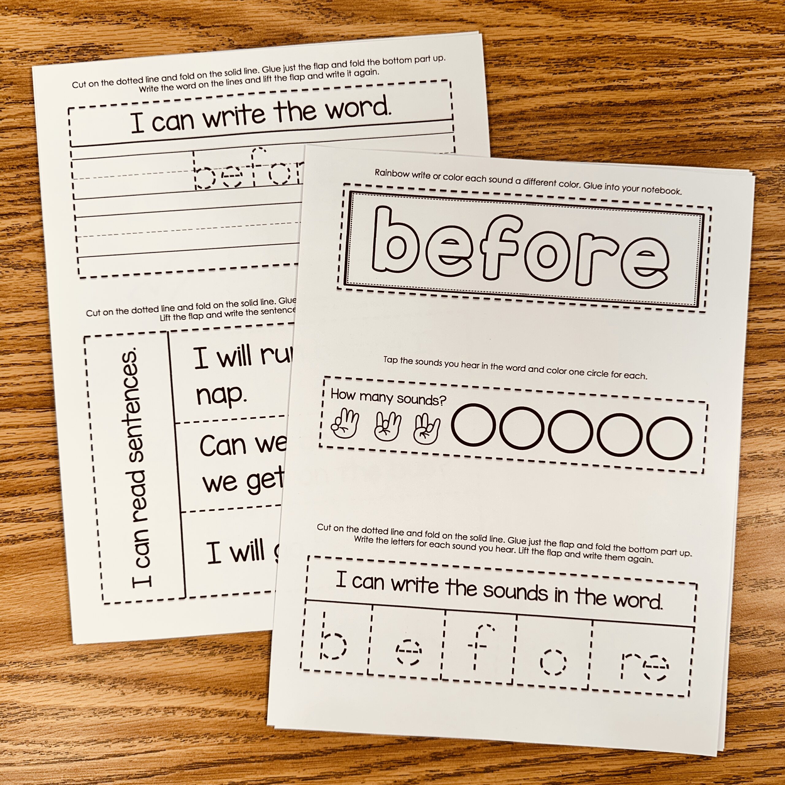 Before Sight Word Interactive Notebook - Fry, Dolch - Simply Kinder ...