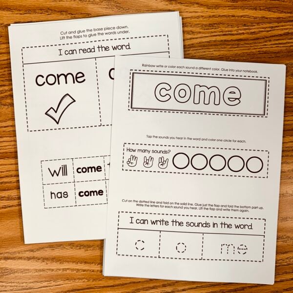 Come Sight Word Interactive Notebooks - Fry, Dolch PrePrimer - Simply ...