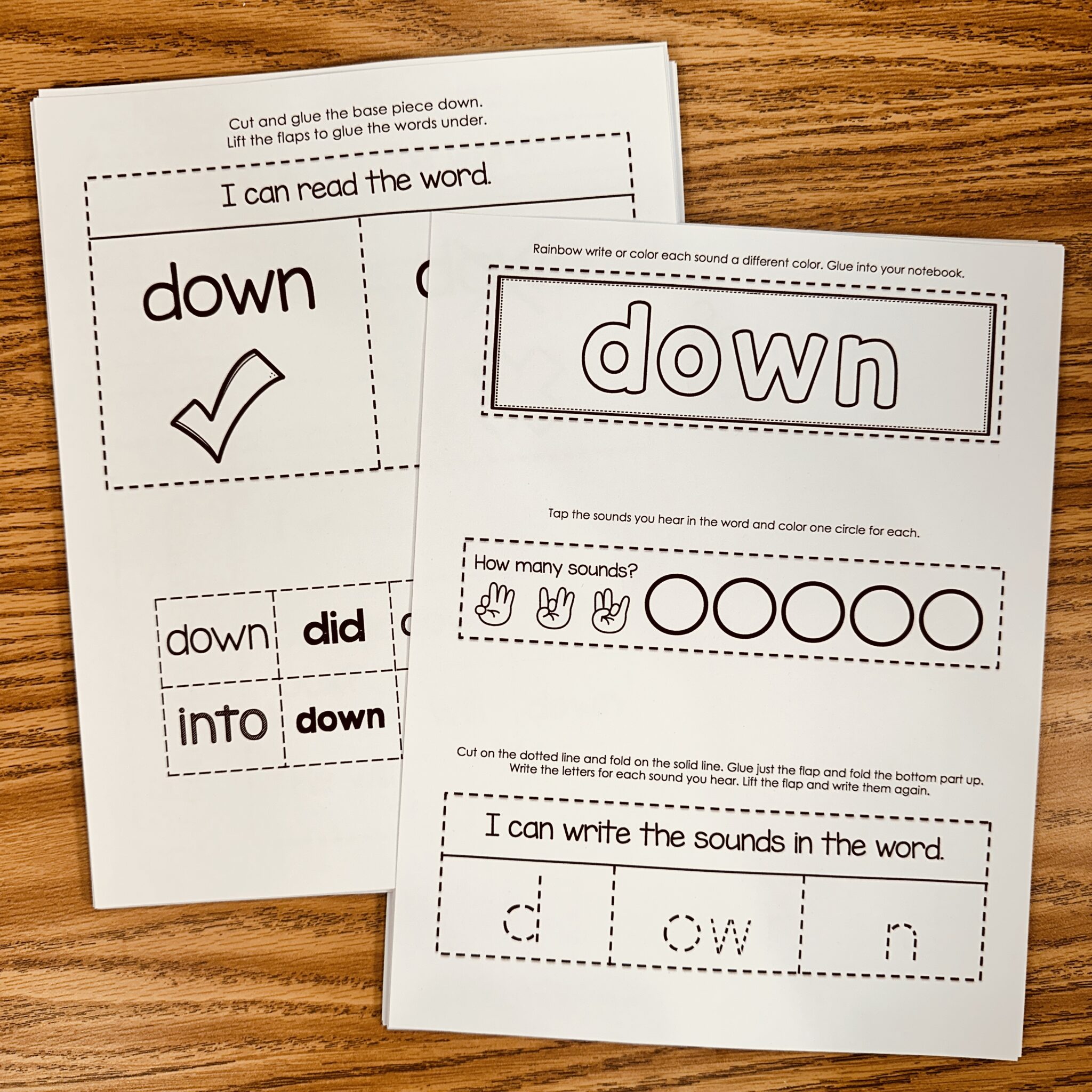Down Sight Word Interactive Notebooks - Fry, Dolch PrePrimer - Simply ...