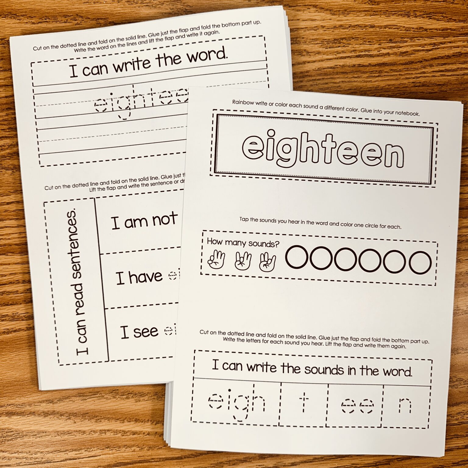 Number Word Eighteen Interactive Notebook - Simply Kinder + Printable ...